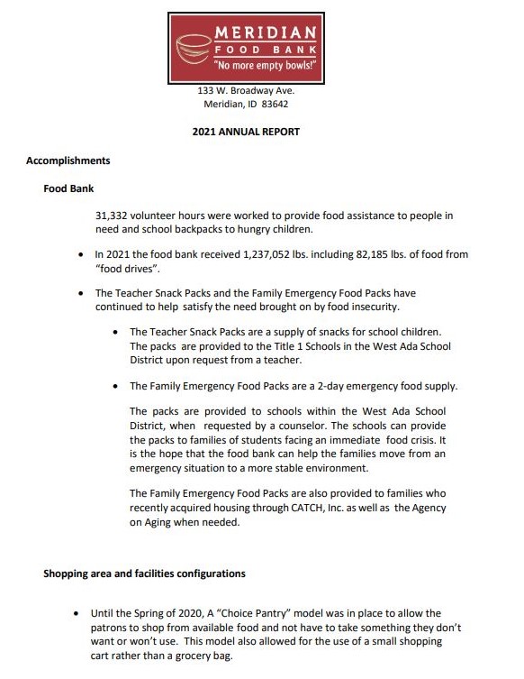 Board of Directors – Meridian Foodbank